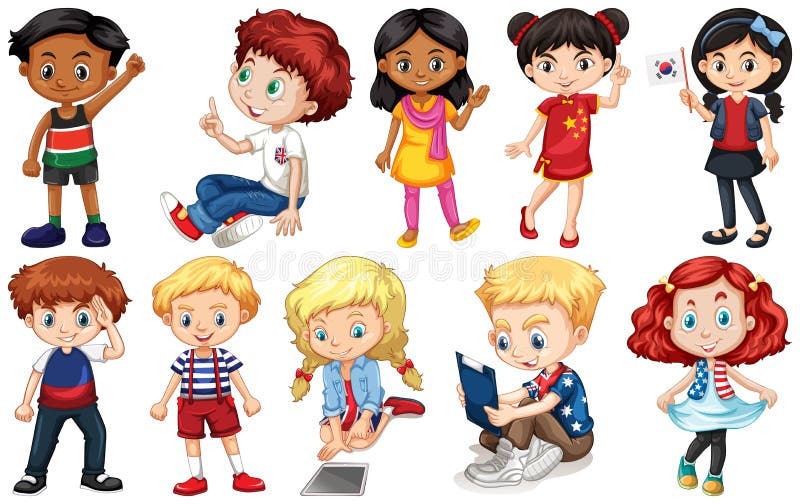 Set of Children from Different Countries Stock Vector - Illustration of ...