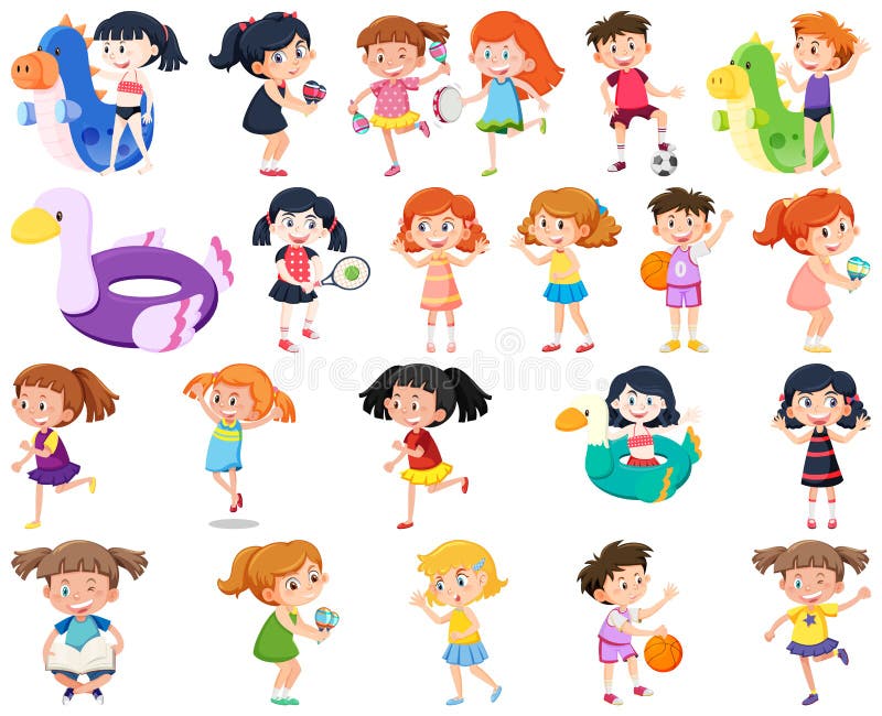 Set of Children Doing Different Activities Stock Vector - Illustration of small, human: 255523917