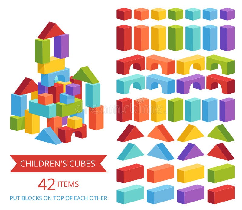 A Set of Children`s Cubes in Different Colors for Making Castles and ... A Set of Children`s Cubes in Different Colors for Making Castles and ...