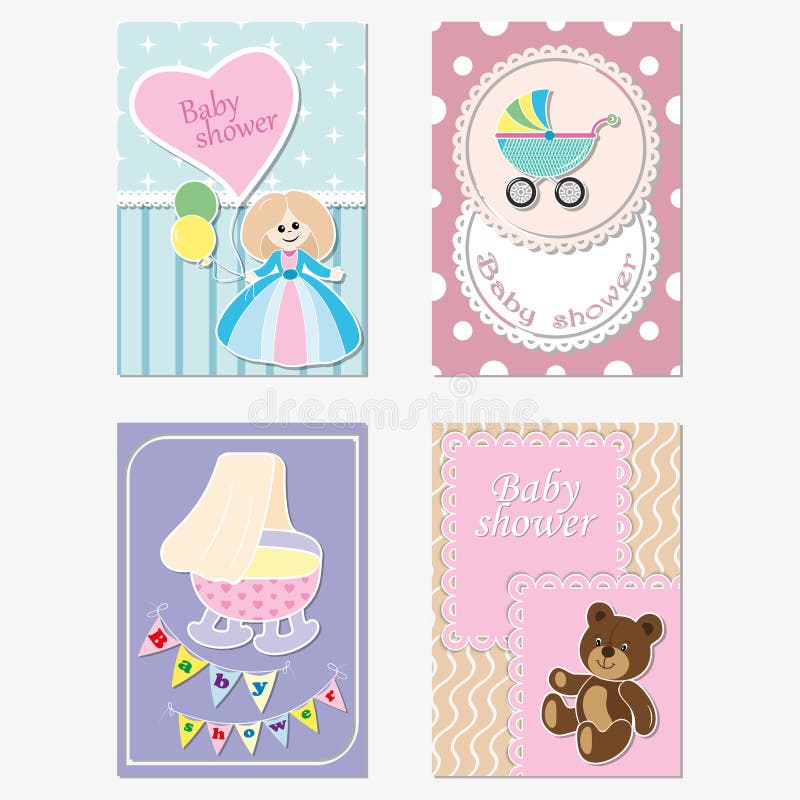 A Set of Children S Greeting Cards, Invitations. Vector Stock Vector ...