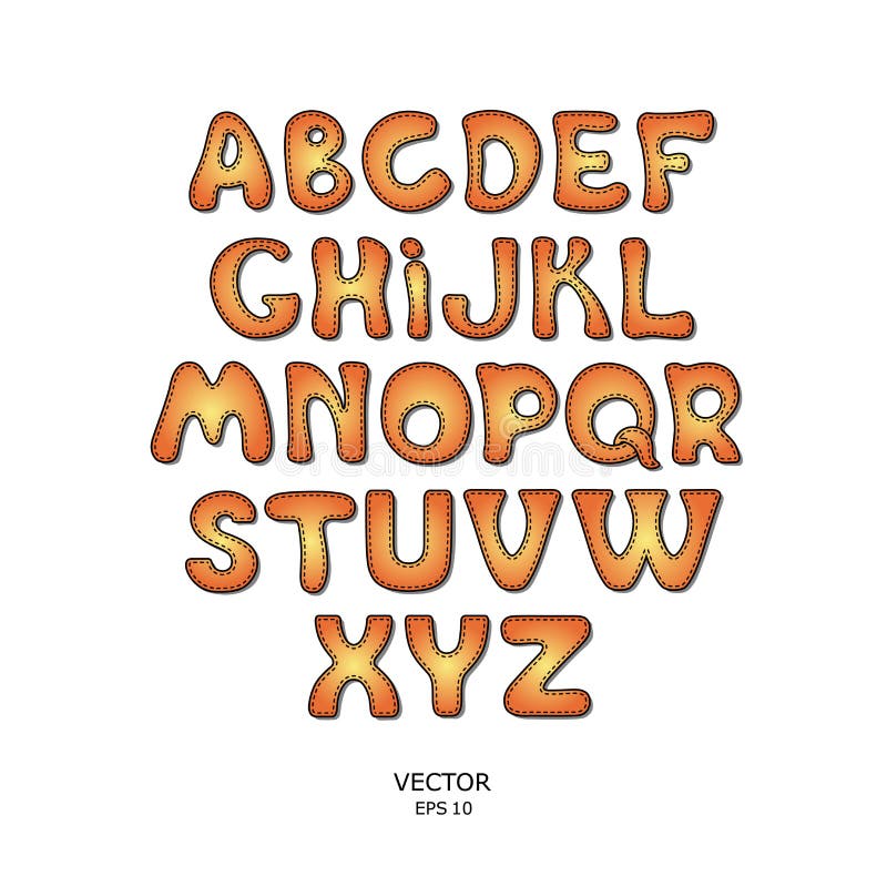 Stitched Alphabet - G H I J K L M Letters Stock Vector - Illustration ...