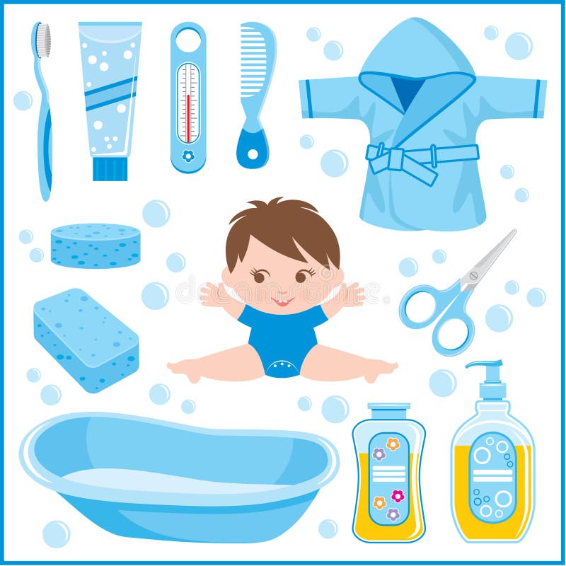 Set of Childrens Things for Bathing Stock Vector - Illustration of ...