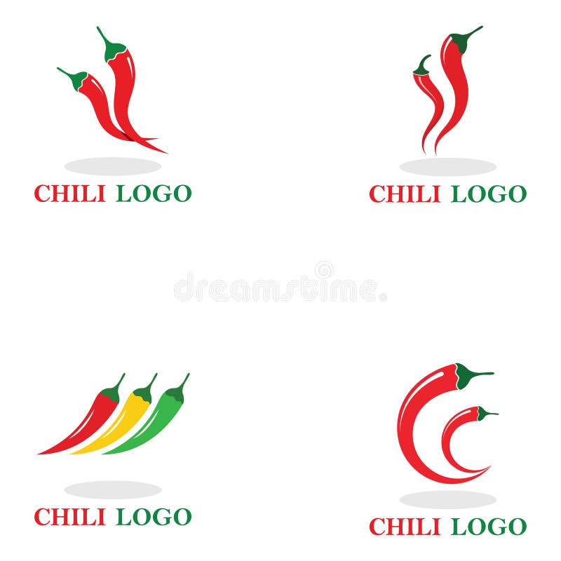 Set Chili Hot Symbol and Logo Vector Icon. Stock Vector - Illustration ...