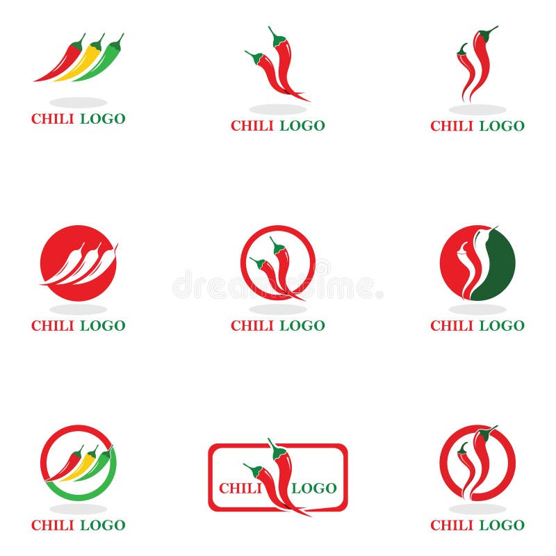 Set Chili Hot Symbol and Logo Vector Icon. Stock Vector - Illustration ...