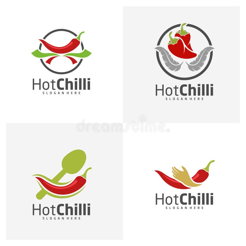 Set of Chili Logo Design Vector Template, Red Chili Illustration ...