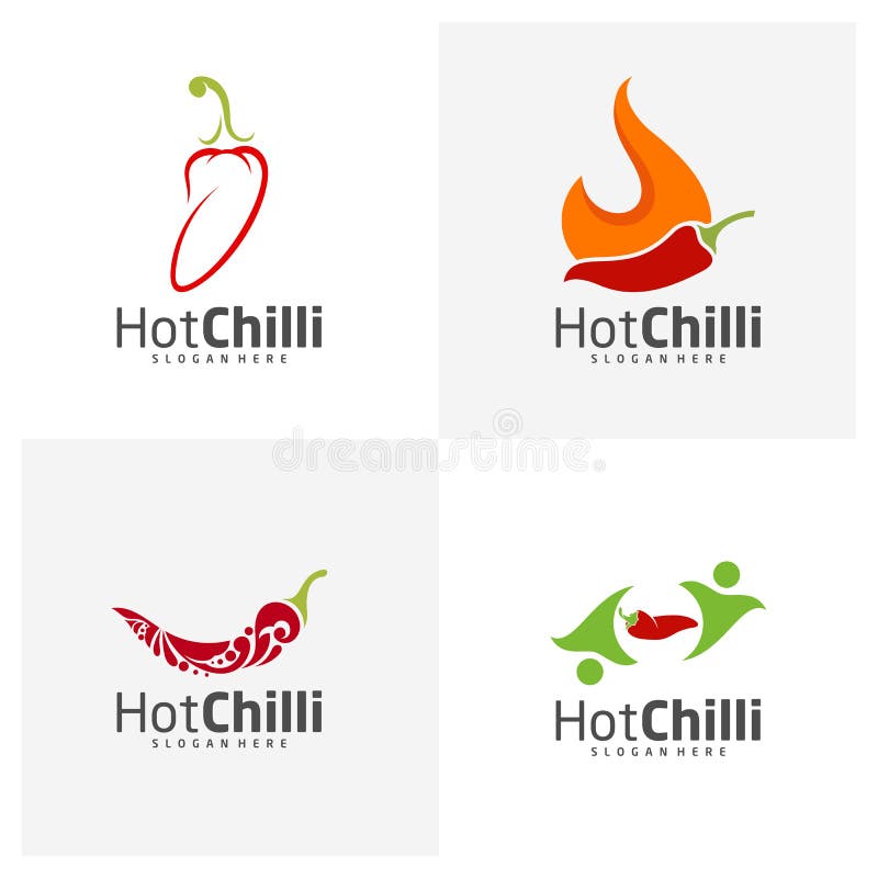 Set of Chili Logo Design Vector Template, Red Chili Illustration ...