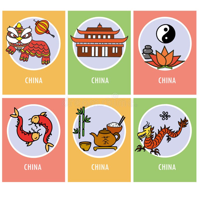 Set china card or icons stock vector. Illustration of culture - 94527611