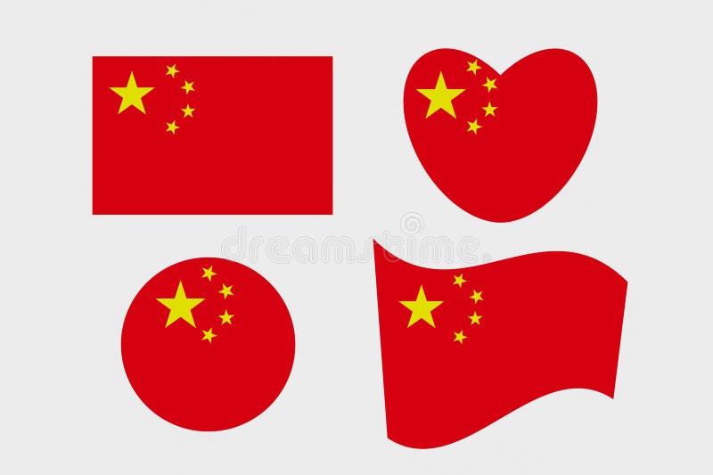 Set of China Flag Icons, Button, Emblem. Stock Illustration ...