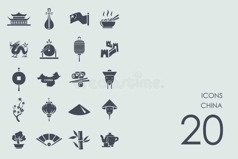 Set of China icons stock vector. Illustration of famous - 79015825