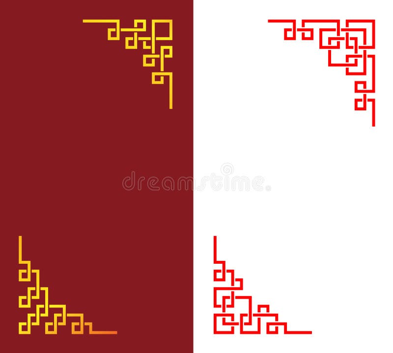 Set of Chinese Corner in Linear Style, Vector Art Stock Vector ...