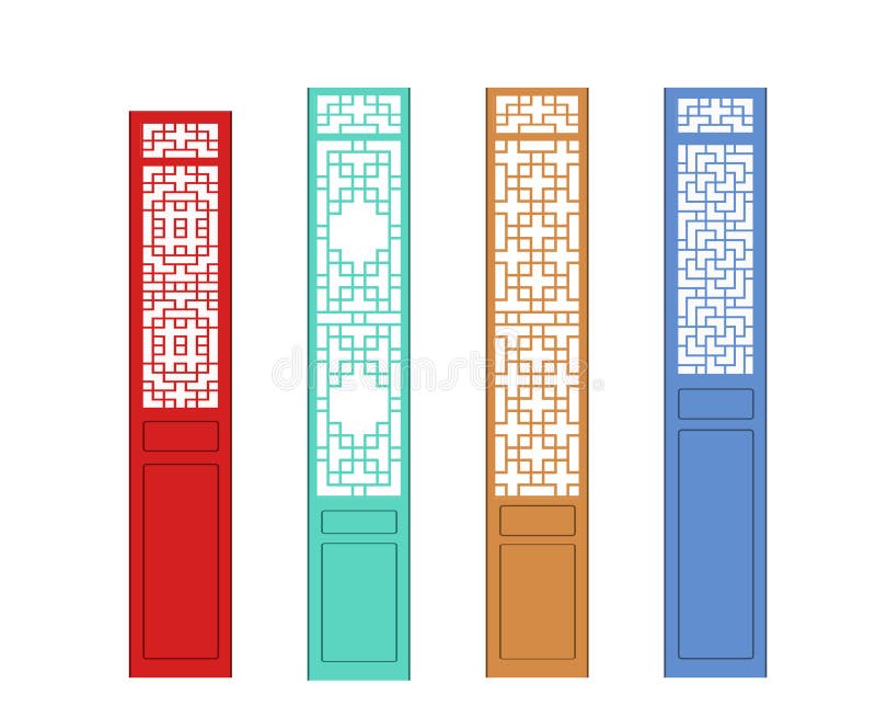 Set of Chinese Door in Flat Style, Vector Design Stock Vector ...