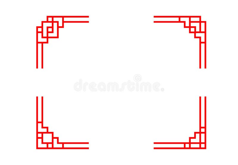 Set of Chinese Line Corner in Classic Style Stock Vector - Illustration ...