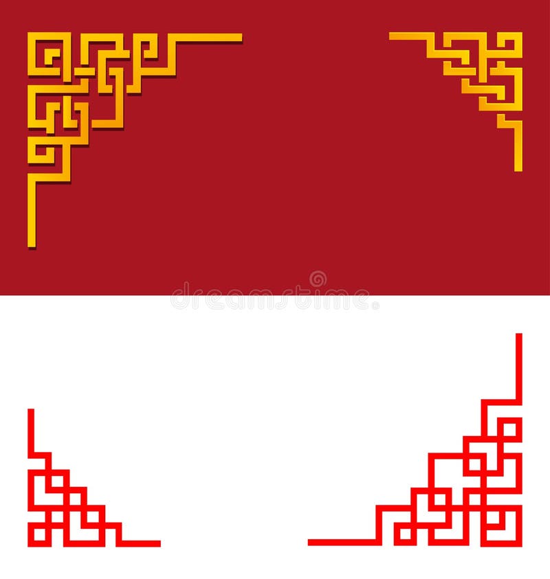 Set of Chinese Line Corner Element in Vector Art Stock Vector ...