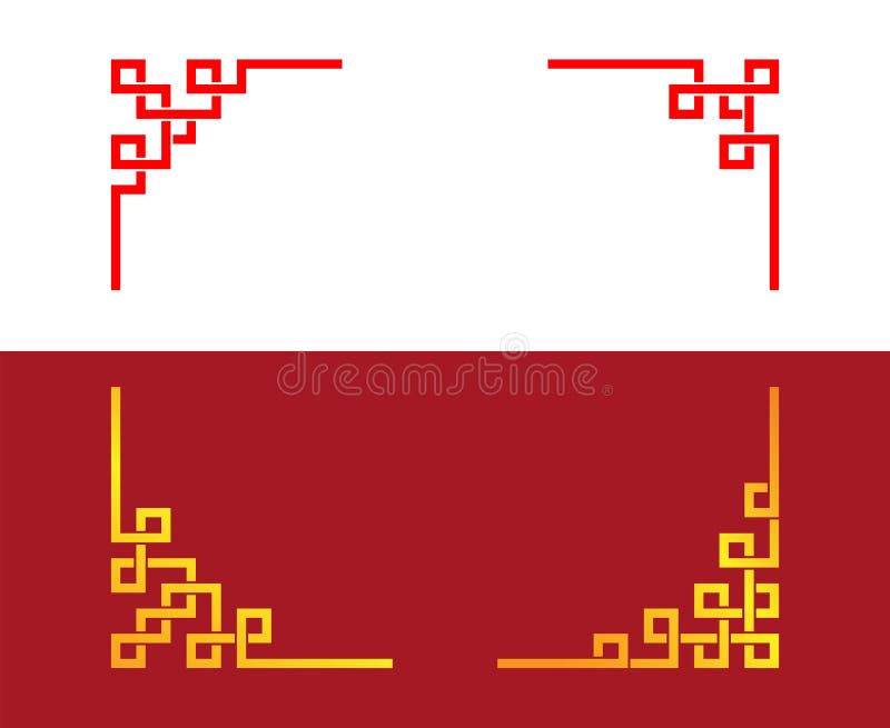 Set of Chinese Line Corner in Classic Style Stock Vector - Illustration ...
