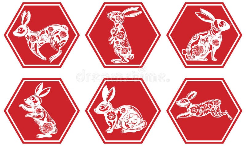 Rabbit Symbol of 2023. Rabbit with Hearts. Calendar Template Stock ...