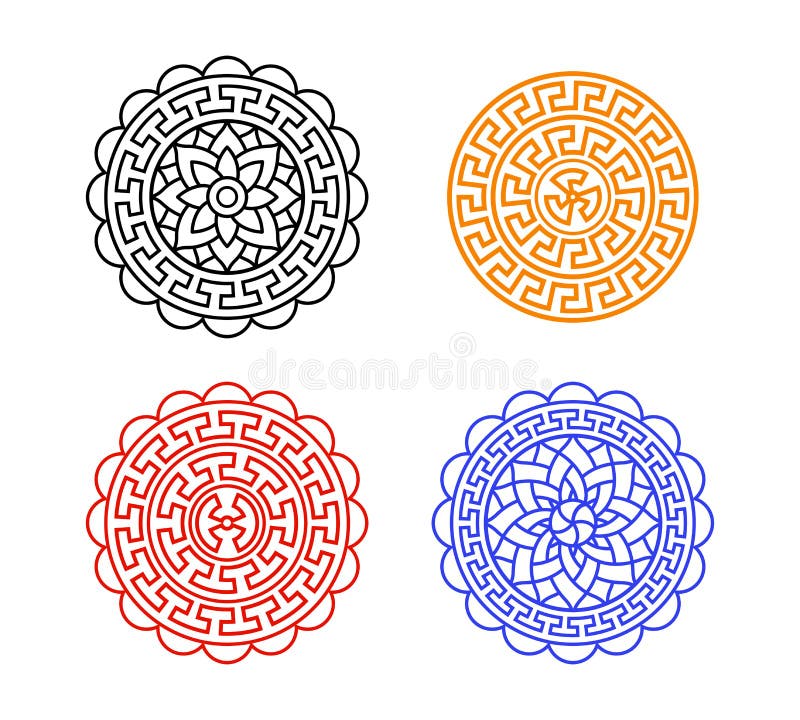 Set of Chinese Moon Cake Pattern on White, Vector Stock Vector ...