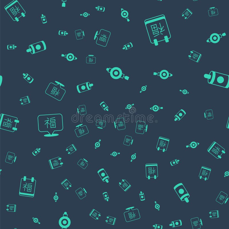 Set Chinese Paper Lantern, New Year, and Firework on Seamless Pattern ...