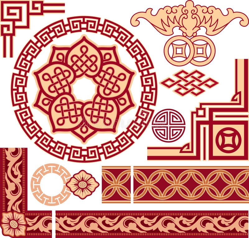 Set of Chinese Pattern Elements - Corners, Border, Round Ornament Stock ... Set of Chinese Pattern Elements - Corners, Border, Round Ornament Stock ...