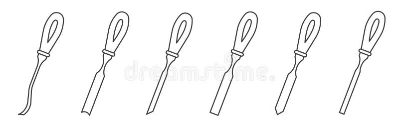 A Set of Chisel. Carpentry Tool Icon Collection Stock Illustration ...