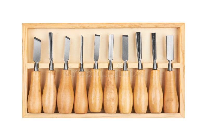 Set of Chisels in box stock image. Image of renovation - 66372683