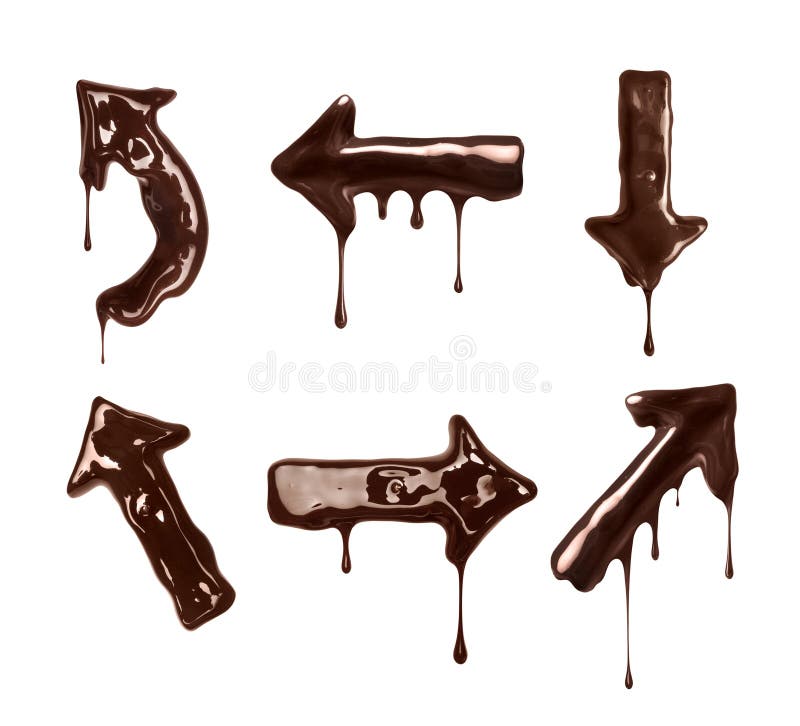 Arrow with Dripping Drops is Made of Melted Chocolate, Isolated on a ...