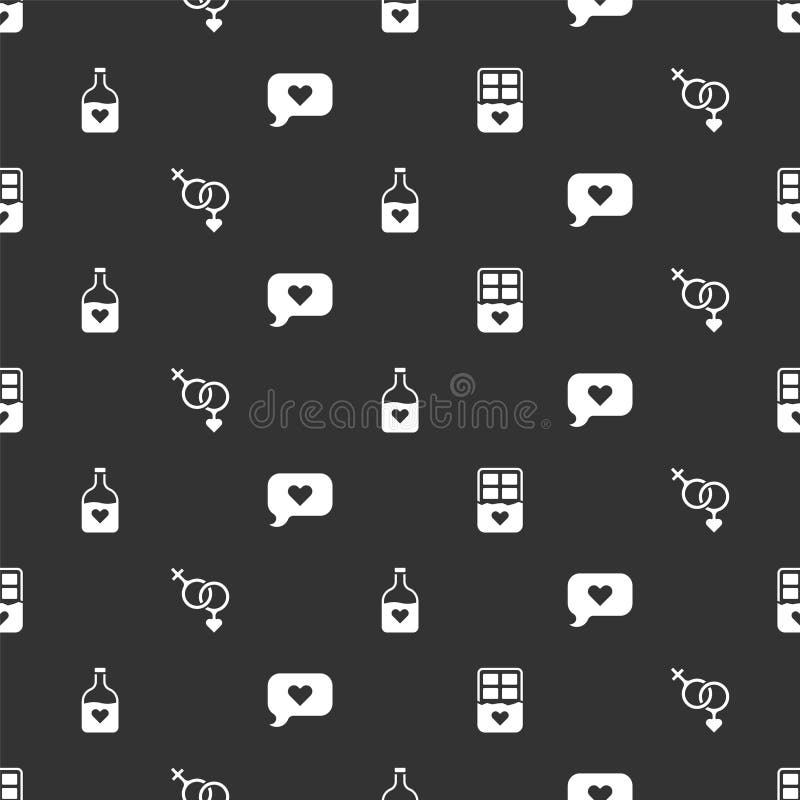 Set Chocolate Bar, Gender, Bottle with Love Potion and Heart in Speech ...