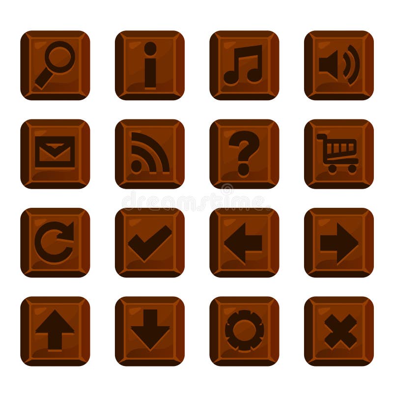 Set of Chocolate Buttons with Different Shapes Stock Vector ...