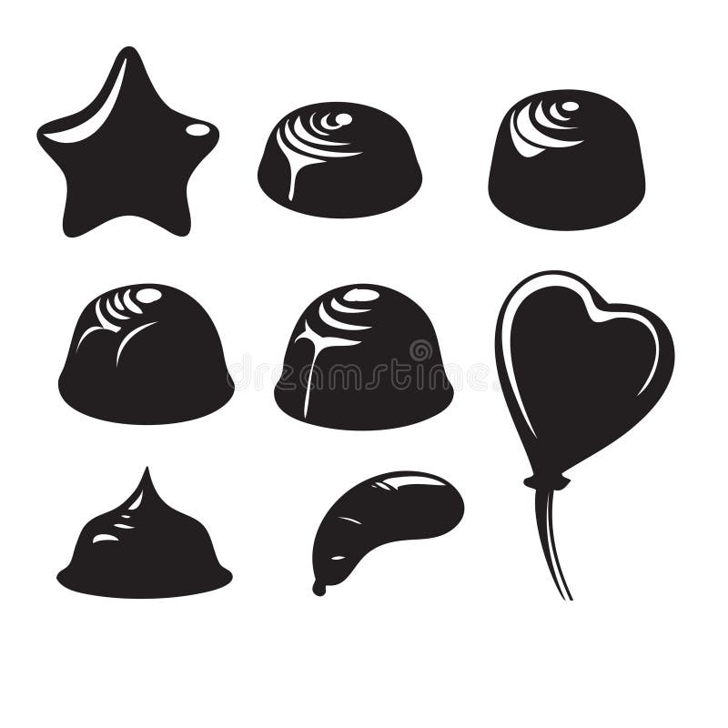 Set of chocolate candies stock vector. Illustration of sweetstuff ...