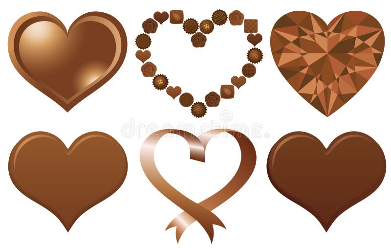 Set of chocolate hearts. stock vector. Illustration of almond - 81183977