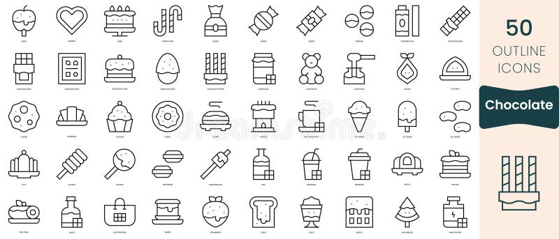 Set of Chocolate Icons. Thin Linear Style Icons Pack Stock Vector ...