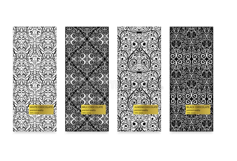 Set of Chocolate Packaging in Trendy Geometric Linear Style. Black ...