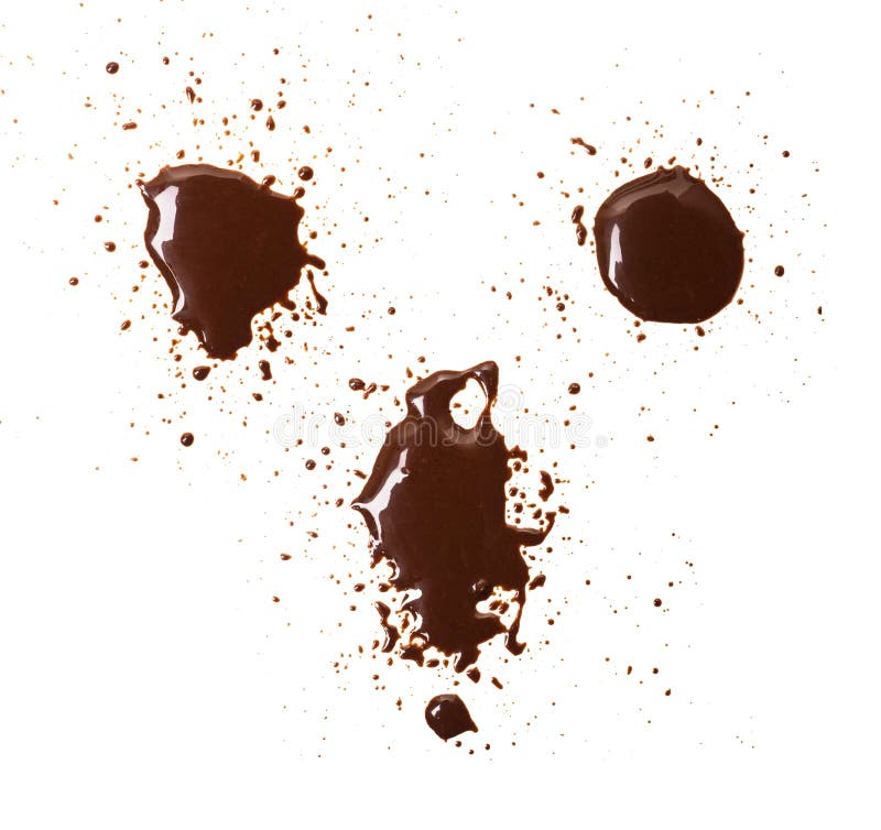 Set of Chocolate Stains Close-up, Isolated on White Background Stock ...