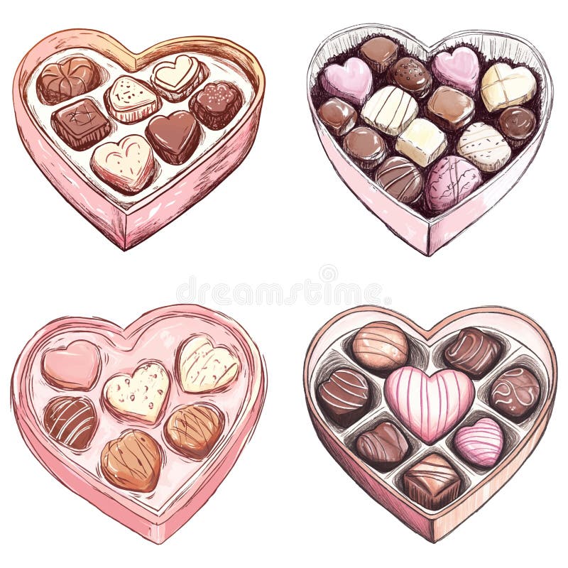 Set Chocolates in a Sweet Pink Box for Valentine S Day Element Stock ...