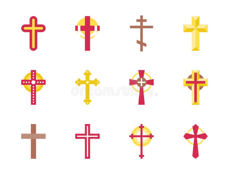 Set of Christian Cross Icon Stock Vector - Illustration of religion ...
