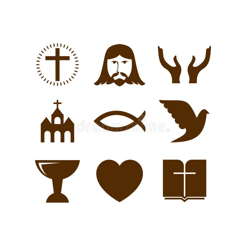 Set of Christian Symbols and Logos. Stock Vector - Illustration of logo ...