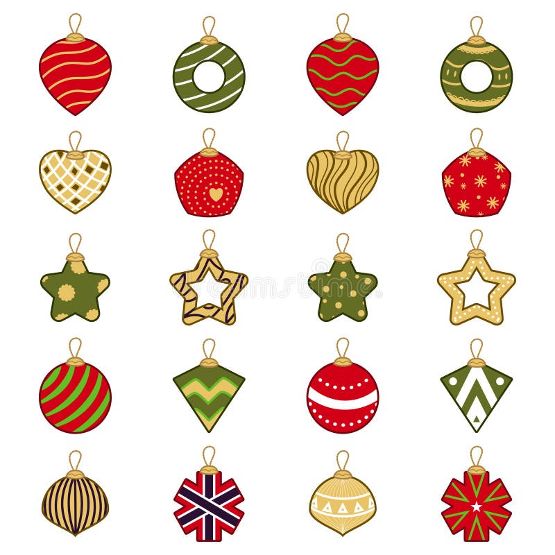 Set of Christmas Balls Design Vector Stock Vector - Illustration of ...