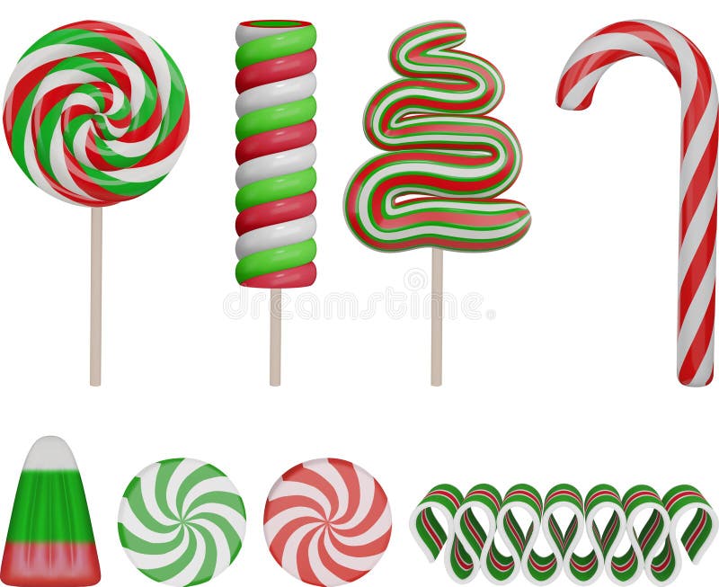 Set of Christmas Candies. Collection of Christmas Sweets 3d ...
