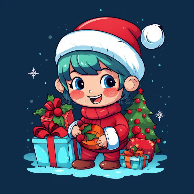 Set of Christmas Cartoon Characters Stock Illustration - Illustration ...