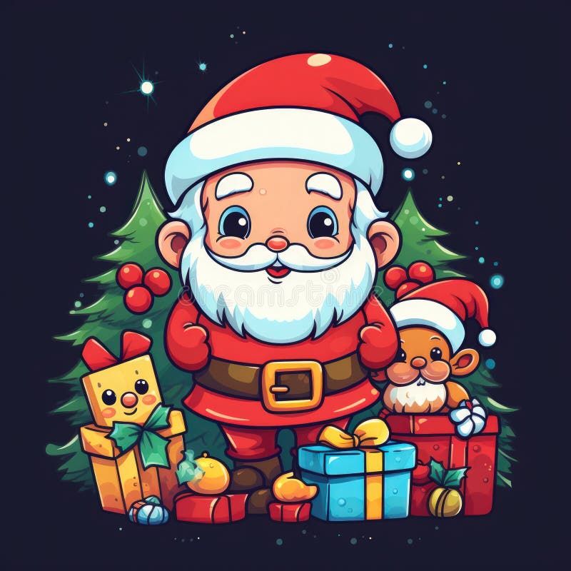 Set of Christmas Cartoon Characters Stock Illustration - Illustration ...