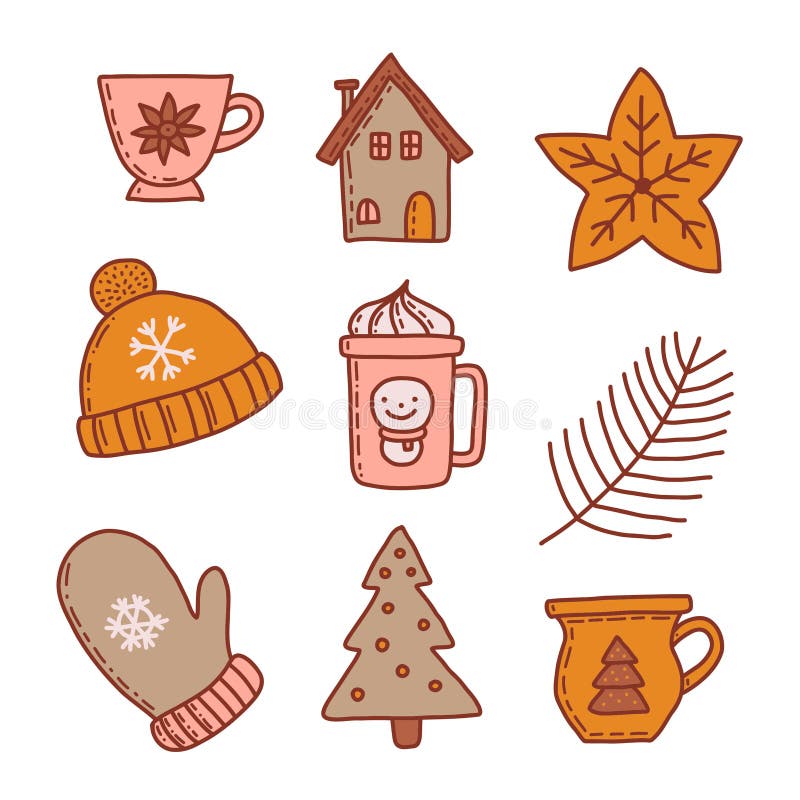Set of Christmas Design Element in Doodle Style Stock Image - Image of ... Set of Christmas Design Element in Doodle Style Stock Image - Image of ...