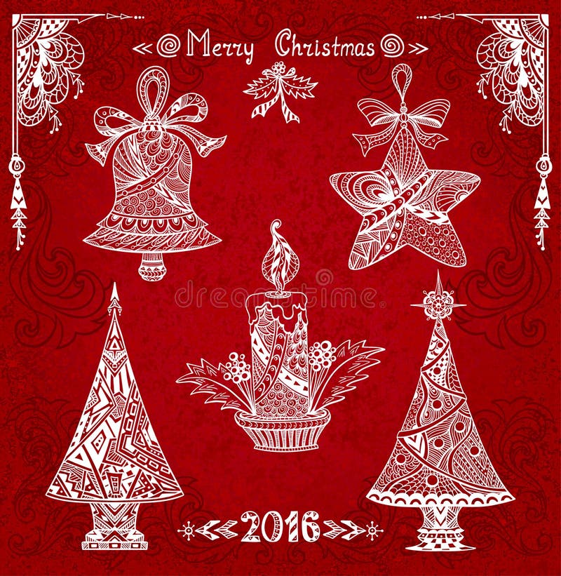 Christmas Star in Zen-doodle Style Black on White Stock Vector ...