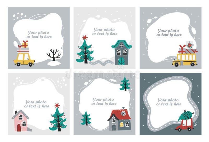 Set of Christmas Frames for Kids Photos, Templates or Invitations Stock ...