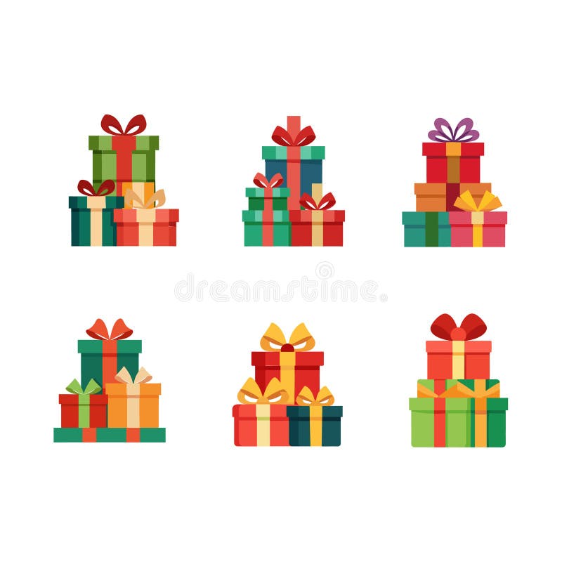 A Set of Christmas Gift Box Vector Illustration Stock Vector ...
