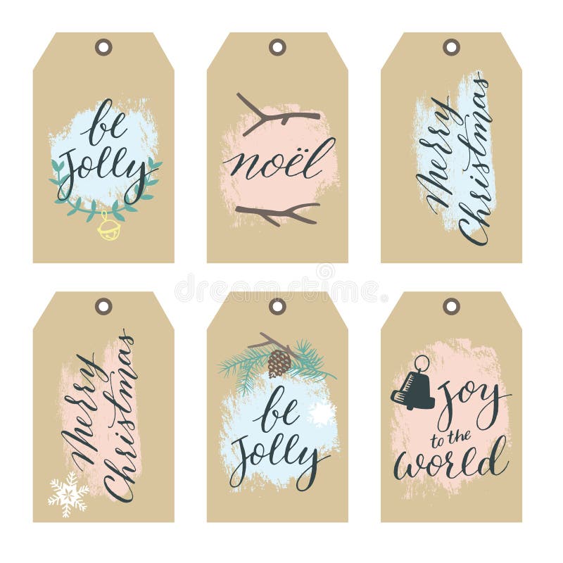 Set of Christmas Gift Tags with Hand Writing Letters. Vector Stock ...