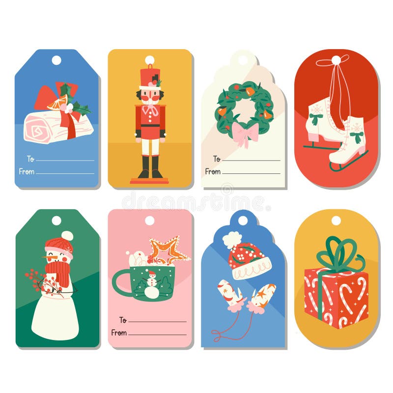 Set of Christmas Gift Tags Vector. Perfect for Holiday Packaging, Gift ...