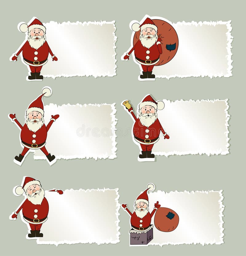 Set of Christmas Label Santa Claus Stock Vector - Illustration of ...