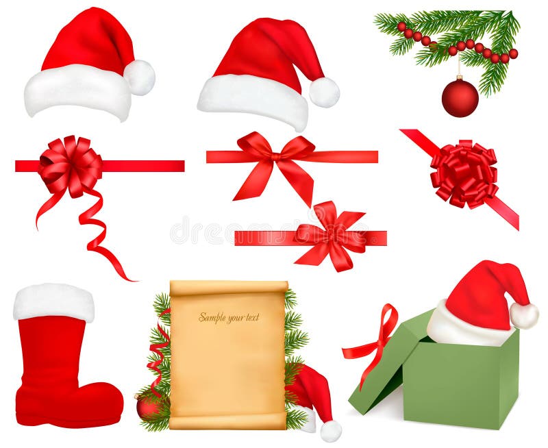 Set of Christmas Objects. Vector. Stock Vector - Illustration of ...