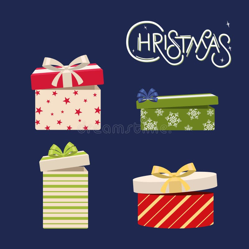 Set of Christmas Present Icons Vector Stock Vector - Illustration of ...
