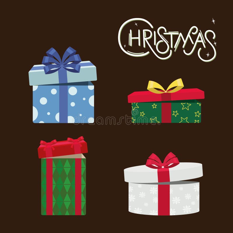 Set of Christmas Present Icons Vector Stock Vector - Illustration of ...