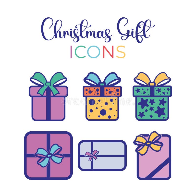 Set of Christmas Presents Icons Vector Stock Vector - Illustration of ...